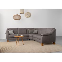 Ecksofa Home Affaire "Caldera L-Form", grau (anthrazit), B:270cm H:91cm T:250cm, 100% Polyester, Sofas, Ecksofa, Federkern, wahlweise mit Kopfteilverstellung, Bettfunktion, Bettkasten