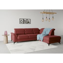 Sit & More Ecksofa SIT & MORE "Sinatra L-Form", rot (bordeaux), B:251cm H:85cm T:220cm, 100% Polyester, Sofas, Ecksofa, mit Ottomane, optional mit Kopfteilverstellung und Armteilfunktion