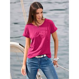 T-Shirt Heine "Shirt", Damen, Gr. 42, pink, 95% Viskose, 5% Elasthan, unifarben, Rundhals, Shirts T-Shirt