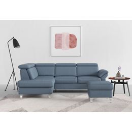 Sit & More Ecksofa SIT & MORE "Arngast L-Form", bunt (graublau), B:245cm H:84cm T:194cm, Sofas, Ecksofa, inklusive Kopfteilverstellung und Federkern