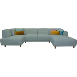 Wohnlandschaft OTTO HOME "Maroon U-Form", blau (petrol), B:358cm H:82cm T:192cm, Struktur grob ( 100% POLYPROPYLEN;Struktur fein ( 100% Polyester);Struktur (100% Polyester), Sofas, Wohnlandschaft, in skandinavischem Design, mit losen Kissen