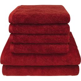 Handtuch Set Dyckhoff "City Lights", rot (rubin), 6 Stk., Walkfrottier, Walkfrottier, Obermaterial: 100% Baumwolle, Handtuch-Sets, Handtuch Set, 4 Handt&uuml;cher (50x100cm), 2 Duscht&uuml;cher (70x140cm)