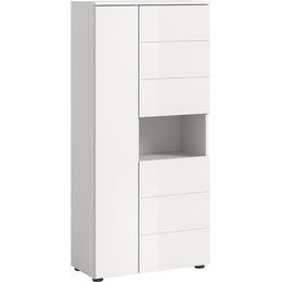 Midischrank Welltime "Biel, H&ouml;he 133 cm, 3 T&uuml;ren, 1 offenes Fach", wei&szlig;, B:60cm H:133cm T:34cm, FSC-zertifizierter Holzwerkstoff, Schr&auml;nke, Midischrank, T&uuml;ranschlag wechselbar, modernes Design, Badschrank, Unterschrank, Bad
