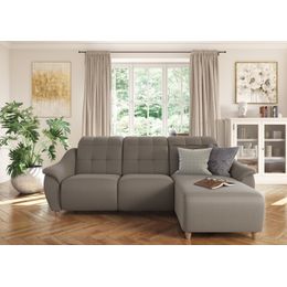 Ecksofa Home Affaire "Boston L-Form", braun (savannah), B:254cm T:170cm, Struktur (100% Polyester);Luxus-Microfaser Florence (100% Polyester);Chenille (100% Polyester);NaturLEDER (reines Rindsleder), Sofas, Ecksofa, Kopfteilverstellung an jeder Sitzfl&auml;che, wahlweise Relaxfunktion