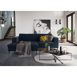 Ecksofa DOMO collection "Modica kompakt und elegant, Breite 244, L-Form", blau, B:244cm H:83cm T:173cm, Sofas, Ecksofa, moderne Optik mit extrabreiter Recamiere, auch in Cord