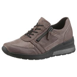 Waldl&auml;ufer Keilsneaker WALDL&Auml;UFER "H-CLARA-Soft", Damen, Gr. 7 (40,5), grau, Nubukleder, Textil, Veloursleder, Glitzer, Schuhe Keilsneaker, Freizeitschuh, Halbschuh, Schn&uuml;rschuh mit Luftkammernsohle