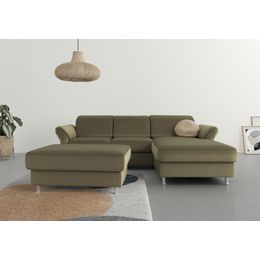 Sit & More Ecksofa SIT & MORE "Apulia L-Form", gr&uuml;n (olive), B:250cm H:78cm T:185cm, Webstoff (100% Polyester);Struktur weich (90% Polyester, 10% Polyamid);Luxus-Microfaser Euphoria (100% Polyester);Samtoptik (100% Polyester), Sofas, Ecksofa, wahlweise Bettfunktion, Bettkasten und Kopf- und Armteilverstellung