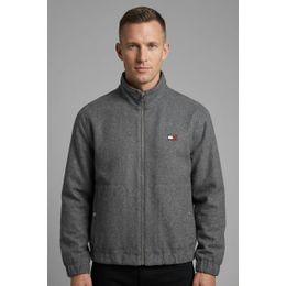 Fleecejacke Tommy Jeans "TJM ESSENTIAL WOOL PADDED", Herren, Gr. XXL, mid grau heather, Web, Obermaterial: 75% Polyester, 25% Wolle, relaxed fit normal, elastischer Bund, Jacken Fleecejacke, relaxed fit, Stehkragen