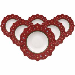 Villeroy & Boch Suppenteller VILLEROY & BOCH "Suppenteller Toy's Delight &oslash; 26,4 cm 6er Set rot", rot, L:26,5cm, Speiseteller, Suppenteller