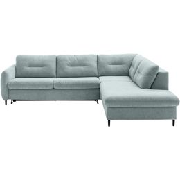 Ecksofa Home Affaire "Clevina, L-Form mit Kaltschaummatratze", sage, B:306cm H:84cm T:218cm, 100% Polyester, Sofas, Ecksofa, L&auml;ngsschl&auml;fer mit echter Dauerschl&auml;ferfunktion & flexibel stellbar