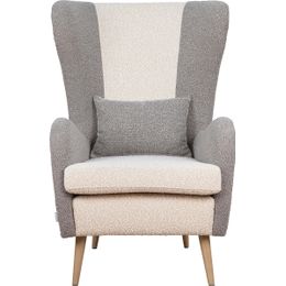 Sessel Home Affaire "Salla Bezug Boucl&eacute; oder Struktur fein, Ohrensessel", beige (creme, taupe), B:78cm H:118cm T:94cm, 100% Polyester, Sessel, Sessel, wahlweise mit oder ohne Hocker; gro&szlig;er Sessel: Ma&szlig;e B/T/H: 78/94/118cm