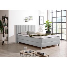 Boxbett Maintal, grau, B:154cm L:206cm, Komplettbetten, Boxbett, mit Bettkasten und Kaltschaum-Topper