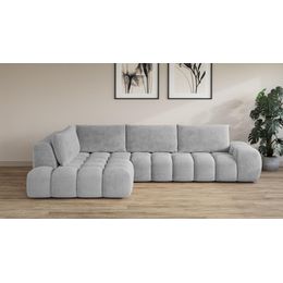 Ecksofa OTTO HOME "AZITA L-Form, XXL 352 cm Designsofa in Bubble-Opitk", grau (hellgrau), B:352cm H:72cm T:210cm, 100% Polyester, Sofas, Ecksofa, lose R&uuml;ckenkissen, traumhafte Steppung