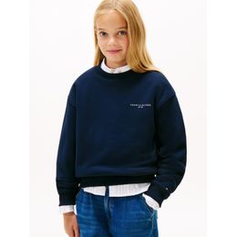 Sweatshirt Tommy Hilfiger "MINI CORP C-NECK", Jungen, Gr. 8 (128), schwarz night navy, Sweatware, Obermaterial: 80% Baumwolle, 20% Polyester, unifarben, regular fit normal, Rundhals, B&uuml;ndchen, Sweatshirts Sweatshirt, Kinder bis 16 Jahre, f&uuml;r Jungen und M&auml;dchen, regular fit