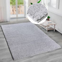Hochflor-Teppich Bruno Banani "Shaggy Soft" Gr. 5, grau (hellgrau), B:200cm H:30mm L:200cm, Kunstfaser, Teppiche, Hochflor-Teppich, gewebt, Uni Farben, besonders weich und kuschelig, Kundenliebling