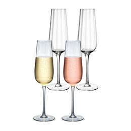 Villeroy & Boch Sektglas VILLEROY & BOCH "Sektgl&auml;ser Rose Garden 120 ml 4er Set transparent", bunt (transparent), Glas, Trinkgef&auml;&szlig;e, Sektglas