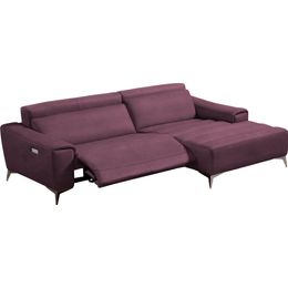 Ecksofa Egoitaliano "Suzette, Designsofa mit hohem Sitzkomfort", lila (plum), B:266cm H:95cm T:163cm, Sofas, Ecksofa, mit Recamiere, inkl. 1 elektronischen Relaxfunktion, L-Form