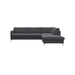 Ecksofa FLEXLUX "Fiore, L-Form, bequem und komfortabel durch hochwertigem Sitzaufbau", grau (dervit grau), B:266cm H:85cm T:225cm, 100% Polyester, Sofas, Ecksofa, schmale Armlehnen, Kaltschaum, F&uuml;&szlig;e Alu