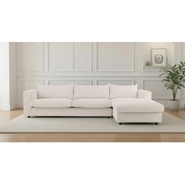 Ecksofa "Avelina", beige (natural), B:297cm H:77cm T:186cm, 100% Polyester, LeGer Home by Lena Gercke, Sofas, Ecksofa, Breite 297 cm, in Cord- und Chenille- Stoff, R&uuml;ckenkissen mit Federn