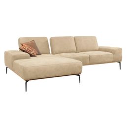 Ecksofa W.Schillig "run, Designsofa mit tollem Sitzkomfort, bequem, L-Form", beige (sahara s37), B:279cm H:88cm T:178cm, Longlife Xtra-Leder Z73: Naturwalkleder der Luxusklasse aus den erlesensten Rohh&auml;uten. Hautst&auml;rke 1, 1 &ndash; 1, 3 mm;ROHLEDER Jacquard-Flachgewebe Q2 W60 (63% Polyester, 37% Polyacryl);ROHLEDER Chenille-Flachgewebe Q2 W77 (68% Polyacryl, 32% Polyester);Stoff S37 (100% Polyester), So
