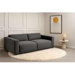 3-Sitzer Home Affaire "Noord mit Kedernaht, Breite 232 cm", grau (anthrazit), B:232cm H:71cm T:96cm, 100% Polyester, Sofas, 3-Sitzer, Cord, Struktur, Webstoff, mit Wellenunterfederung, Massivholzrahmen