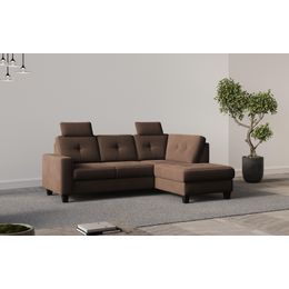 Ecksofa Home Affaire "Varese", braun (dunkelbraun), B:226cm H:91cm T:170cm, 100% Polyester, Sofas, Ecksofa, wahlweise mit Bettfunktion und Bettkasten