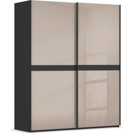 Schwebet&uuml;renschrank Rauch "Kleiderschrank Schrank Garderobe Schlafzimmerschrank SCALE-LINE", beige (schwarz, glas fango), B:181cm H:223cm T:68cm, Holzwerkstoff, Schr&auml;nke, Schwebet&uuml;renschrank, edle Optik mit Bauchbinde in Korpusfarbe mit Glasfront MADE IN GERMANY