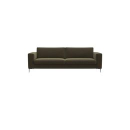 3-Sitzer FLEXLUX "Fiore, super Sitzkomfort durch Kaltschaum im Sitz", gr&uuml;n (moss gr&uuml;n), B:229cm H:85cm T:92cm, 100% Polyester, Sofas, 3-Sitzer, breite Armlehnen, F&uuml;&szlig;e Alu