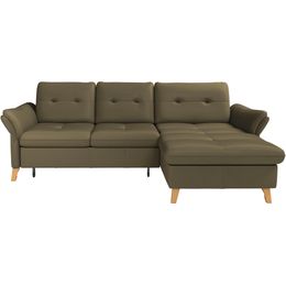 Sit & More Ecksofa SIT & MORE "G&ouml;teborg", gr&uuml;n (olive), B:268cm H:90cm T:176cm, Sofas, Ecksofa, Sitztiefenverstellung und Federkern, wahlweise mit Bettfunktion