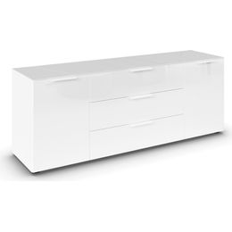 Kombikommode Rauch "Kommode T&uuml;rkommode Sideboard Kombikommode FLIPP mit Glasfront", wei&szlig; (alpinwei&szlig;, glas kristallwei&szlig;), B:160cm H:60cm T:42cm, Holzwerkstoff, Sideboards, Kombikommode, 2-t&uuml;rig, 3 Schubladen, Soft-Close-Funktion, Oberboden und Front Glas