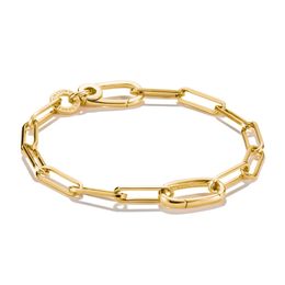 Charm-Armband Thomas Sabo "Charm Club Connect: Paperclip mit einem Connect Link" Gr. 19, gold (gelbgoldfarben), Armb&auml;nder, Damen, 19, Silber 925 (recycelt), Charm-Armband