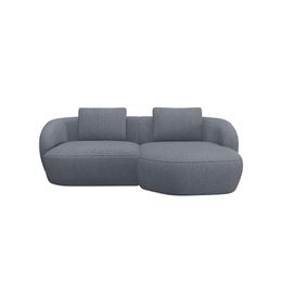 Wohnlandschaft FLEXLUX "Torino, rund, L-Form, Sofa-Ecke mit Recamiere, Longchair-Sofa", blau (navy blau), B:217cm H:85cm T:146cm, 62% Polyester, 17% Cotton, 14% Viscose, 7% Linen, Sofas, Wohnlandschaft, Modernes, organisches Sofa-Design, Kaltschaum, Wellenunterfederung