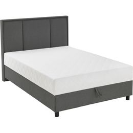 Boxbett "ARLA", grau (dunkelgrau), B:145cm L:213cm, ATLANTIC HOME COLLECTION, Komplettbetten, Boxbett, mit Taschen-Federkernmatratze und Bettkasten