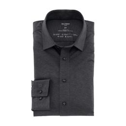 Langarmhemd OLYMP "Luxor 24/Seven modern fit Jerseyshirt", Herren, Gr. 42, N-Gr, grau (anthrazit), Jersey, Obermaterial: 92% Baumwolle, 8% Elasthan, Hemden Langarmhemd, mit geruchshemmenden Materialeigenschaften