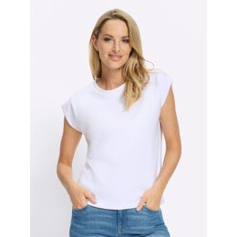 T-Shirt Heine "Shirt", Damen, Gr. 50, wei&szlig;, 50% Modal, 44% Polyester, 6% Elasthan, unifarben, Rundhals, Shirts T-Shirt
