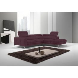 Ecksofa Egoitaliano "Claudie, Designsofa mit extrakomfortablem Sitzkomfort", lila (plum), B:268cm H:97cm T:226cm, Luxus-Microfaser (100% Polyester) Leder &raquo;BULL&laquo; (echtes Rindsleder). Geschliffenes, pigmentiertes und behandeltes Rindsleder mit einer Dicke von 1, 3-1, 5 mm. Dieses Leder zeigt eine ziemlich weiche Hand mit einem halb undurchsichtigen Aussehen. Es handelt sich um ein gesch&uuml;tztes Leder.