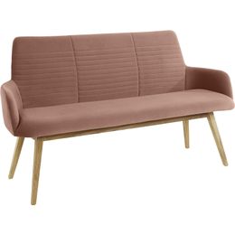 Sitzbank OTTO products "Alessja", braun (zimt, eiche natur), B:160cm H:90cm T:60cm, Holzwerkstoff, Massivholz, Polyester, Sitzb&auml;nke, Sitzbank, Breite 160 cm, Bezug aus Microfaser, Gestell aus Eiche Massivholz