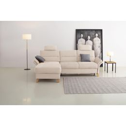 Ecksofa Home Affaire "Westerland L-Form", beige (creme), B:252cm H:90cm T:162cm, 100% Polyester, Sofas, Ecksofa, Federkern-Polsterung, wahlweise mit Bettfunktion, Bettkasten