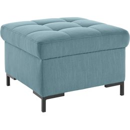 Hocker OTTO products "Grazzo", blau (eisblau), B:64cm H:43cm T:64cm, 100% Polyester (recycelt);Luxus-Microfaser weich (100% recyceltes Polyester aus Kleidungsst&uuml;cken), Hocker, Hocker, hochwertige Stoffe aus recyceltem Material, Steppung im Sitzbereich