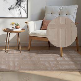 Designteppich ELLE DECORATION "Onyx", beige (beige creme), B:80cm H:9mm L:240cm, Polypropylen, Teppiche, Designteppich, Wohnzimmer, Schlafzimmer, L&auml;ufer, Hoch-Tief Effekt, Flur, Glanz