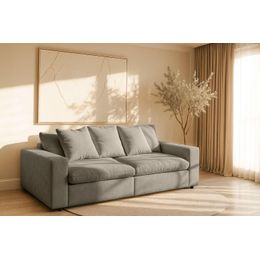 3-Sitzer Home Affaire "Venslev", beige, B:230cm H:83cm T:120cm, 100% PES, Sofas, 3-Sitzer, Lounge-Sofa, mit extra tiefer Sitzfl&auml;che und losen Kissen