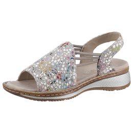 Riemchensandale Ara "HAWAII", Damen, Gr. 35, bunt (taupe multi), Veloursleder, Schuhe Riemchensandale, Sommerschuh, Sandalette, Keilabsatz, mit Stretch-B&auml;nder, G-Weite