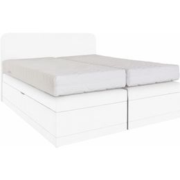 Boxspringbett, wei&szlig;, B:145cm L:212cm, Box und Kopfteil: Microvelours (100% Polyester) oder Kunstleder (Polyurethan);Bezug der Obermatratze: 100% Polyester, Westfalia Schlafkomfort, Komplettbetten, Boxspringbett, wahlweise mit Bettkasten