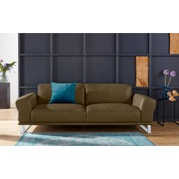 2,5-Sitzer W.Schillig "montanaa", gr&uuml;n (camouflage z69), B:232cm H:78cm T:94cm, Sofas, 2 5-Sitzer, mit Metallkufen in Chrom gl&auml;nzend, Breite 232 cm