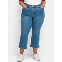 7/8-Jeans sheego, Damen, Gr. 52, Normalgr&ouml;&szlig;en, blau (blau denim), 99% Baumwolle, 1% Elasthan, unifarben, 7/8-L&auml;nge, Jeans 7/8-Jeans