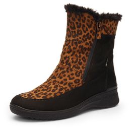 Winterstiefelette Ara "M&Uuml;NCHEN", Damen, Gr. 42, leo, schwarz, Lederimitat, Textil, Schuhe Winterstiefelette, Snowboots, Winterstiefel mit Gore-Tex und schuhweite H (sehr weit)