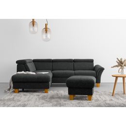 Ecksofa Home Affaire "Lindgren L-Form", grau (anthrazit), B:249cm H:84cm T:217cm, 100% Polyester, Sofas, Ecksofa, wahlweise mit TV-Funktion, Stauraum und Kopfteilverstellung