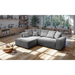 Ecksofa exxpo - SOFA FASHION "Arpino, elegant & bequem, Ottomane beidseitig montierbar, L-Form", grau, B:243cm H:94cm T:176cm, Sofas, Ecksofa, Breite 243cm, komfortable Wellenunterfederung, moderner Cord Bezug