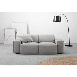 2-Sitzer Home Affaire "Glimminge auch in Breitcord + Feincord + Easy care-Bezug", grau (light grau), B:194cm H:71cm T:101cm, 100% Polyester, Sofas, 2-Sitzer, besondere Kedern&auml;hte,, Zierkissen