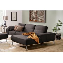 Ecksofa W.Schillig "run, Designsofa mit tollem Sitzkomfort, bequem, L-Form", braun (mocca z73), B:319cm H:88cm T:178cm, Longlife Xtra-Leder Z73: Naturwalkleder der Luxusklasse aus den erlesensten Rohh&auml;uten. Hautst&auml;rke 1, 1 &ndash; 1, 3 mm;ROHLEDER Jacquard-Flachgewebe Q2 W60 (63% Polyester, 37% Polyacryl);ROHLEDER Chenille-Flachgewebe Q2 W77 (68% Polyacryl, 32% Polyester);Stoff S37 (100% Polyester), Sof